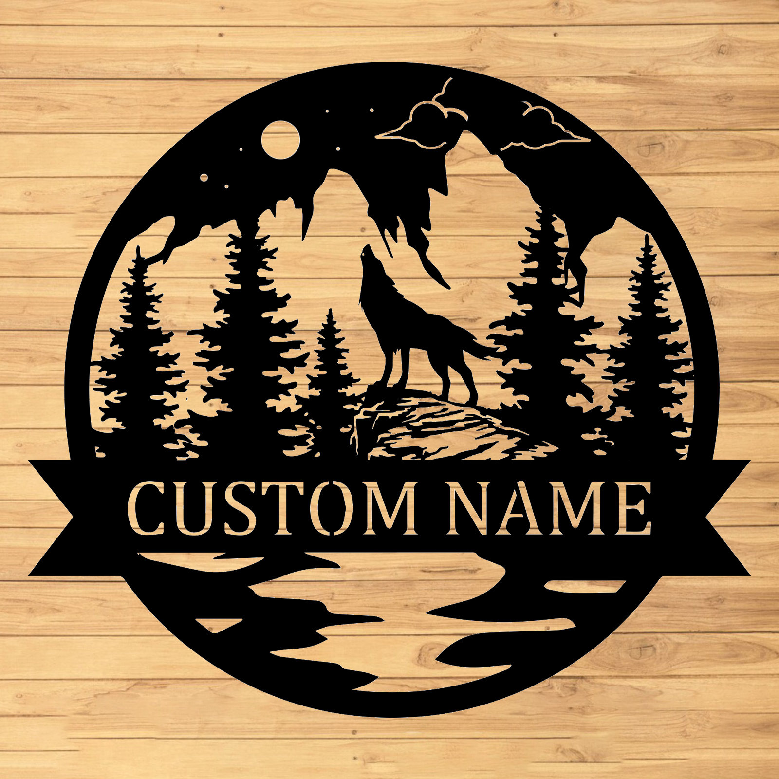 Custom Wolf Metal Wall Sign-personalized Wolf Metal Wall Art-wolf Metal ...