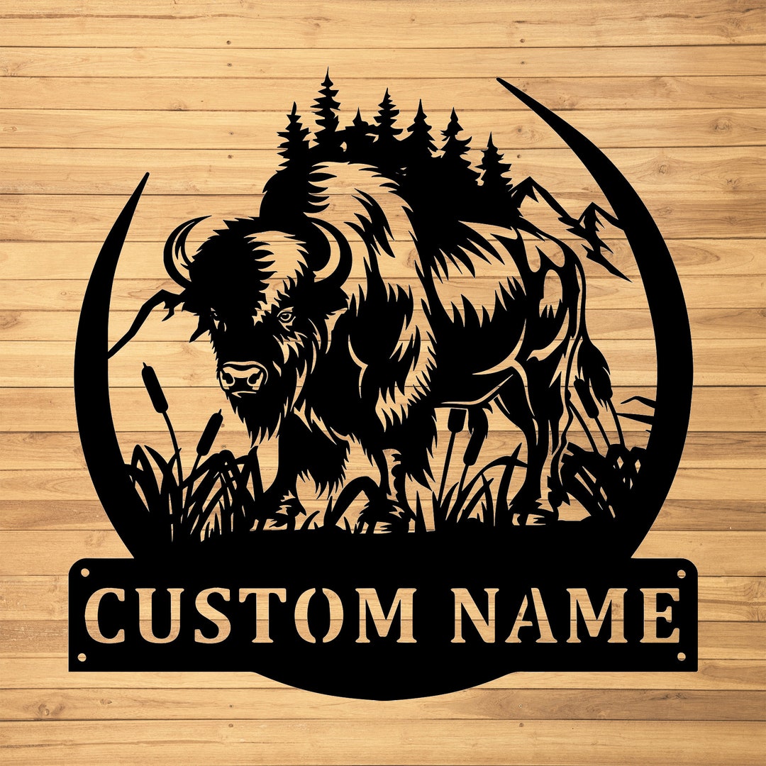 Custom Bison Metal Wall Signs-personalized Bison Metal Wall Art-bison ...