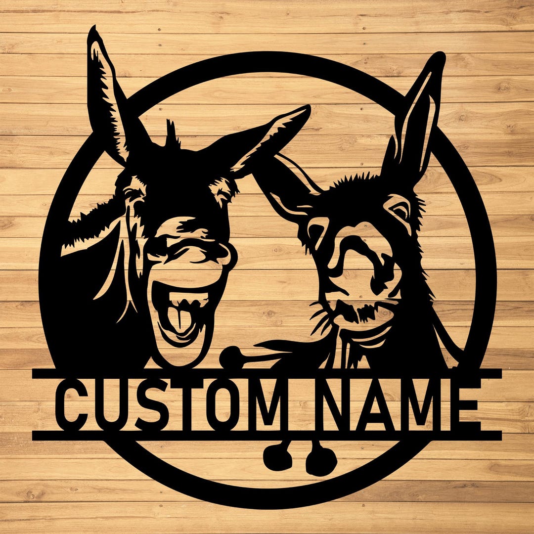 Custom Donkey Metal Wall Sign-personalized Donkey Metal Wall Art-donkey ...