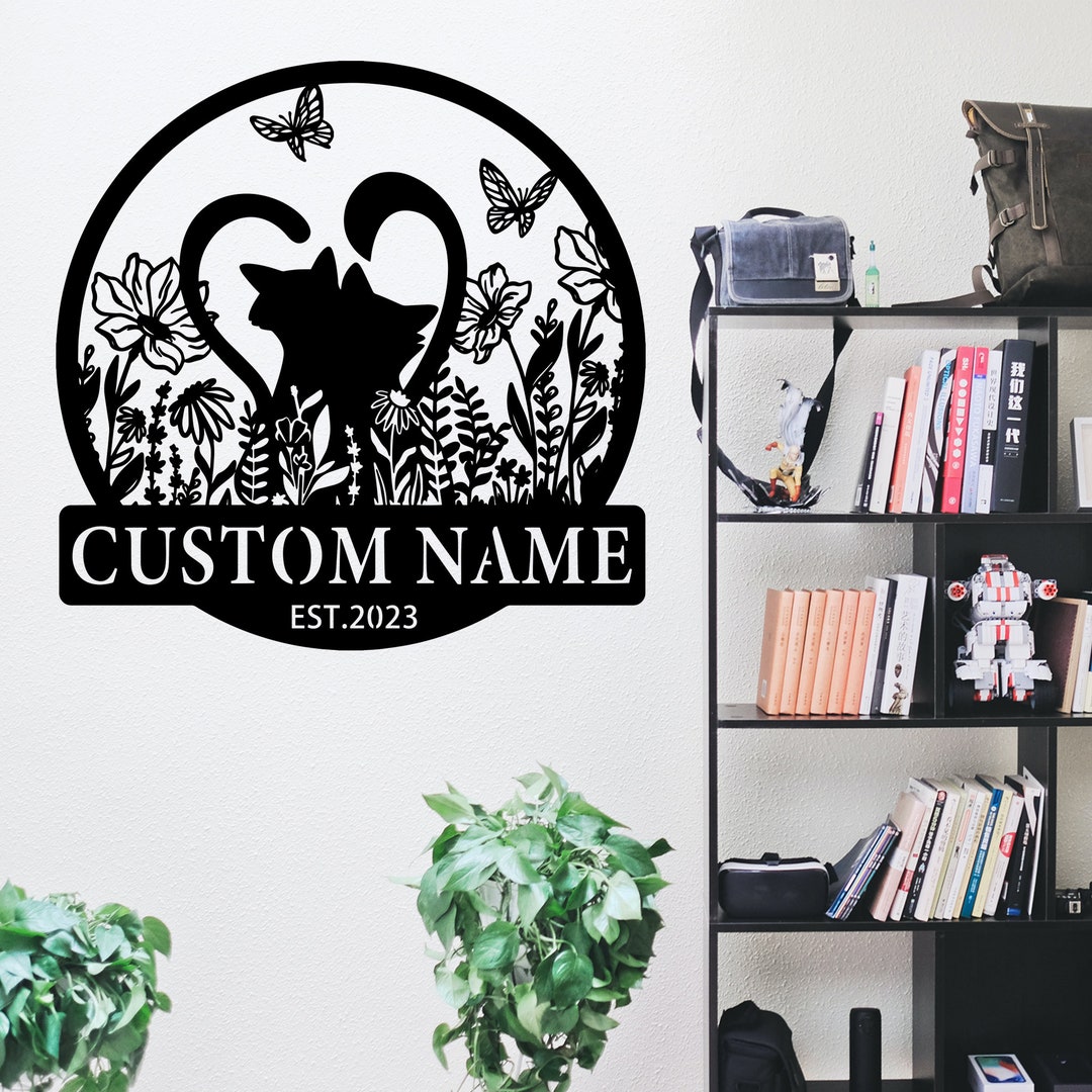 Custom Cat Metal Wall Sign-personalized Cat Metal Wall Art-cat Metal ...