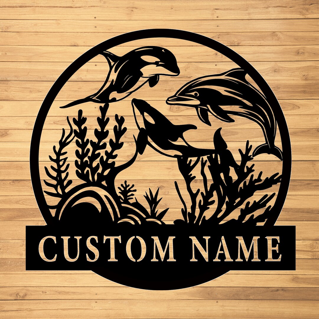 Custom Dolphin Metal Wall Signs-personalized Dolphin Metal Wall Art ...