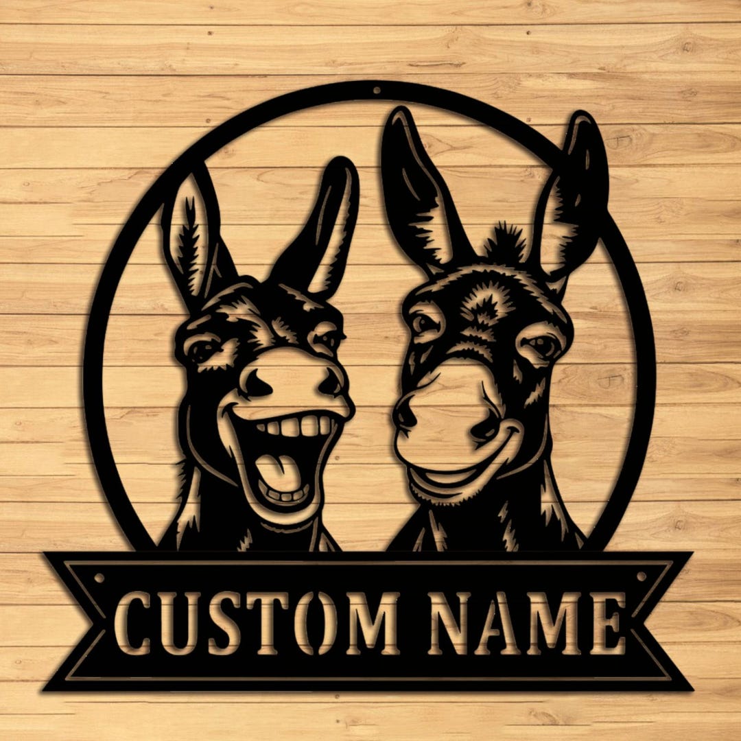 Custom Donkey Metal Wall Sign, Personalized Donkey Metal Wall Art ...