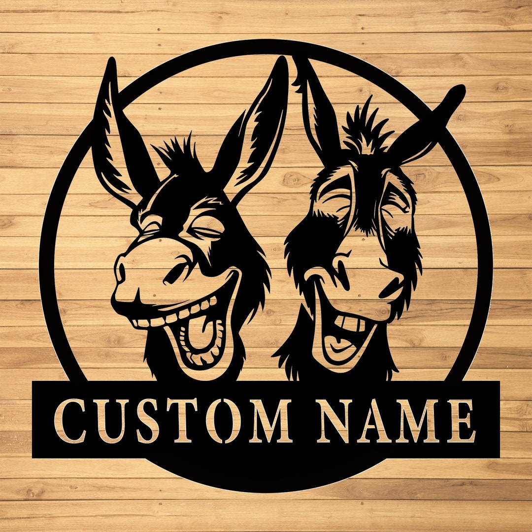 Custom Donkey Metal Wall Sign-personalized Donkey Metal Wall Art-donkey ...