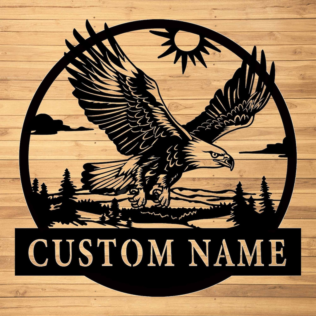 Custom Eagle Metal Wall Sign-personalized Eagle Metal Wall Art-eagle ...