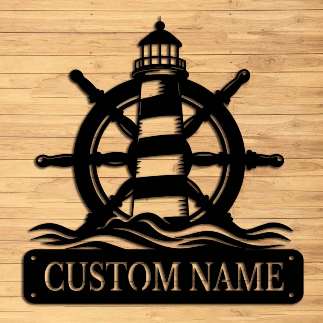 Custom Lighthouse Metal Wall Sign, Personalized Lighthouse Metal Wall ...