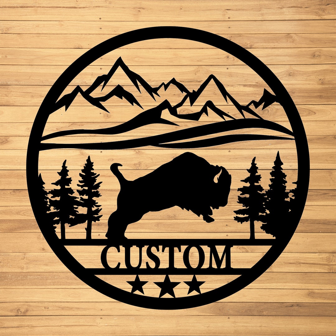 Custom Bison Metal Wall Sign-personalized Bison Metal Wall Art-bison ...