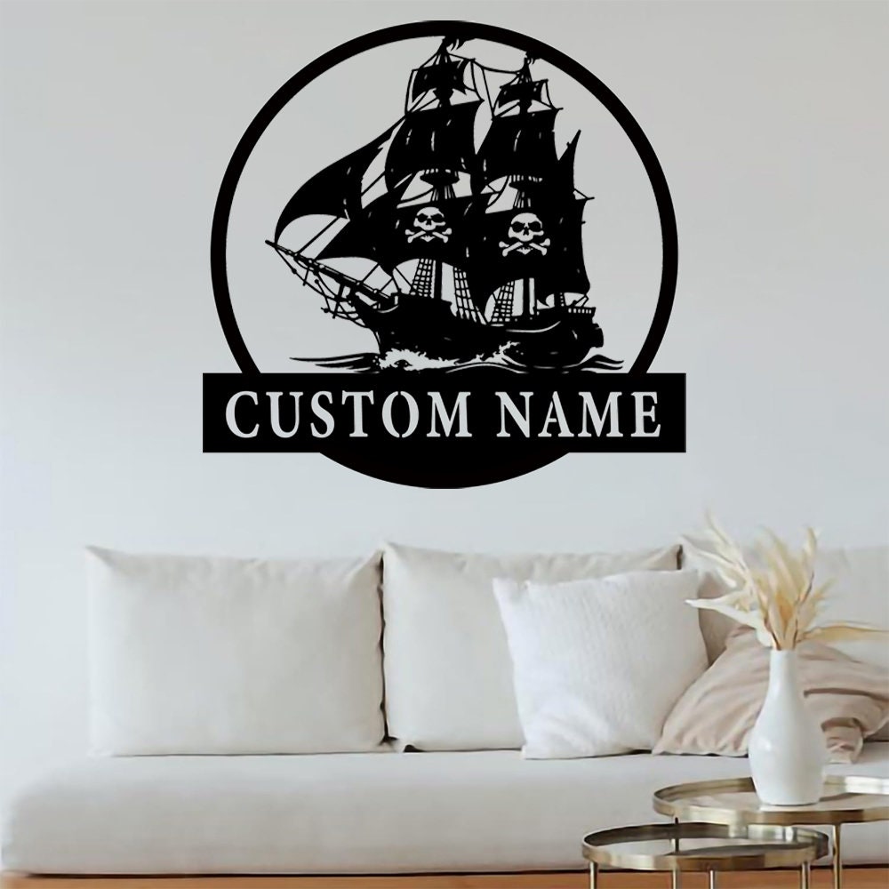 Custom Pirate Ship Metal Wall Sign-personalized Pirate Ship Metal Wall ...