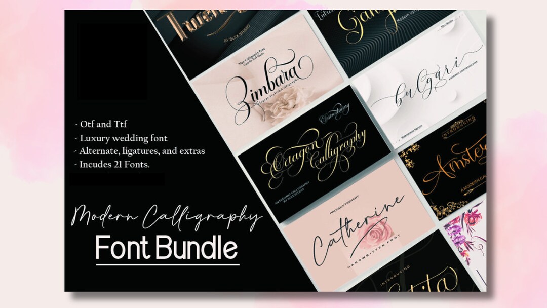 Modern Calligraphy Font Bundle, Handwritten Font, Wedding Font, Modern ...