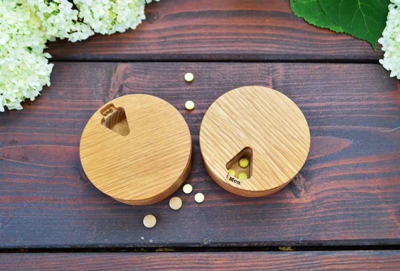 7 Grid Wooden Pill Box Wooden One Week Pill Box Organize - Etsy
