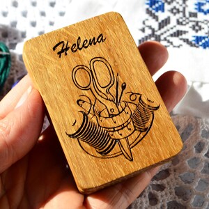 Needle Case Wooden Personalized Sewing Supplies Holder, Magnet Box for ...