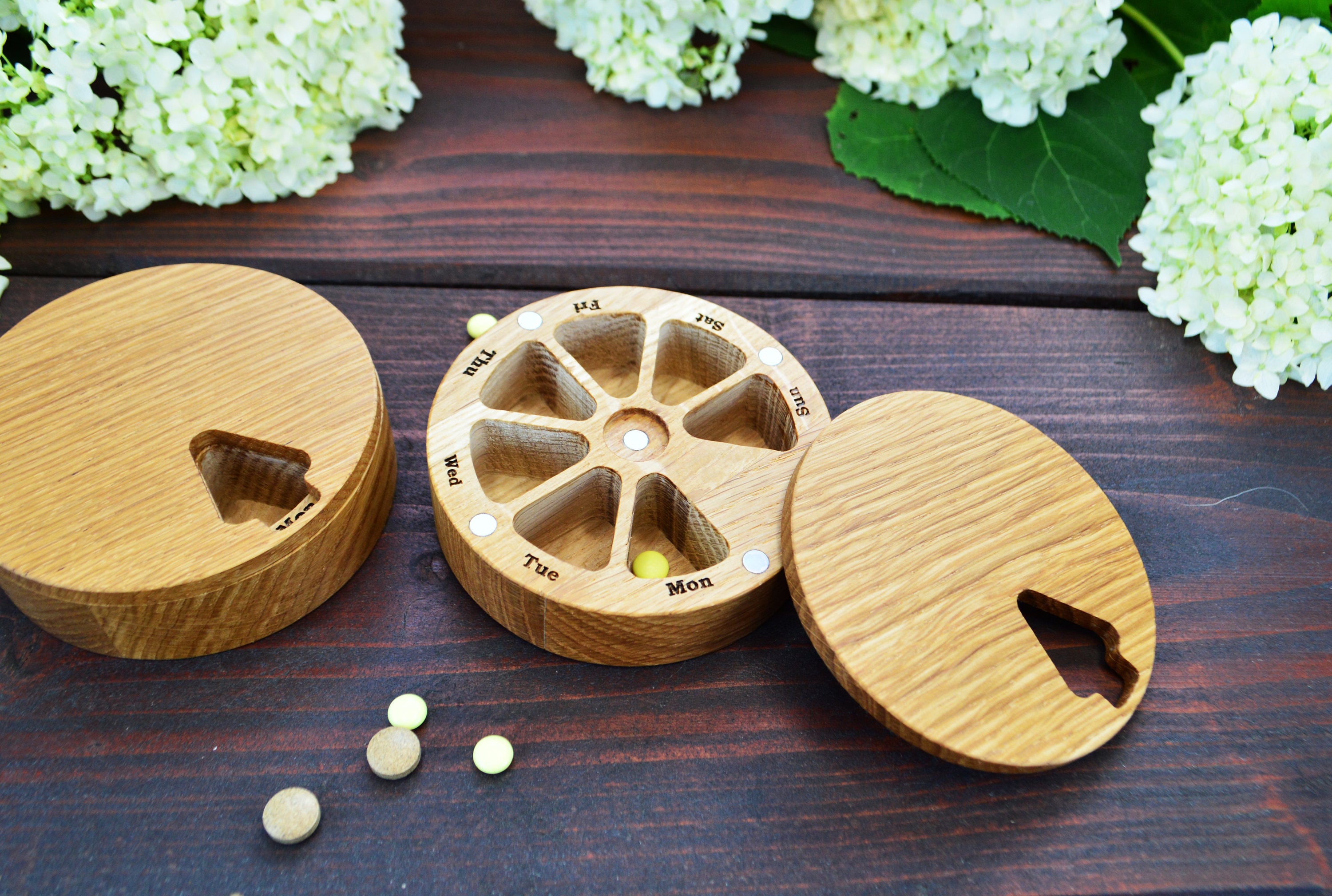7 Grid Wooden Pill Box Wooden One Week Pill Box Organize - Etsy