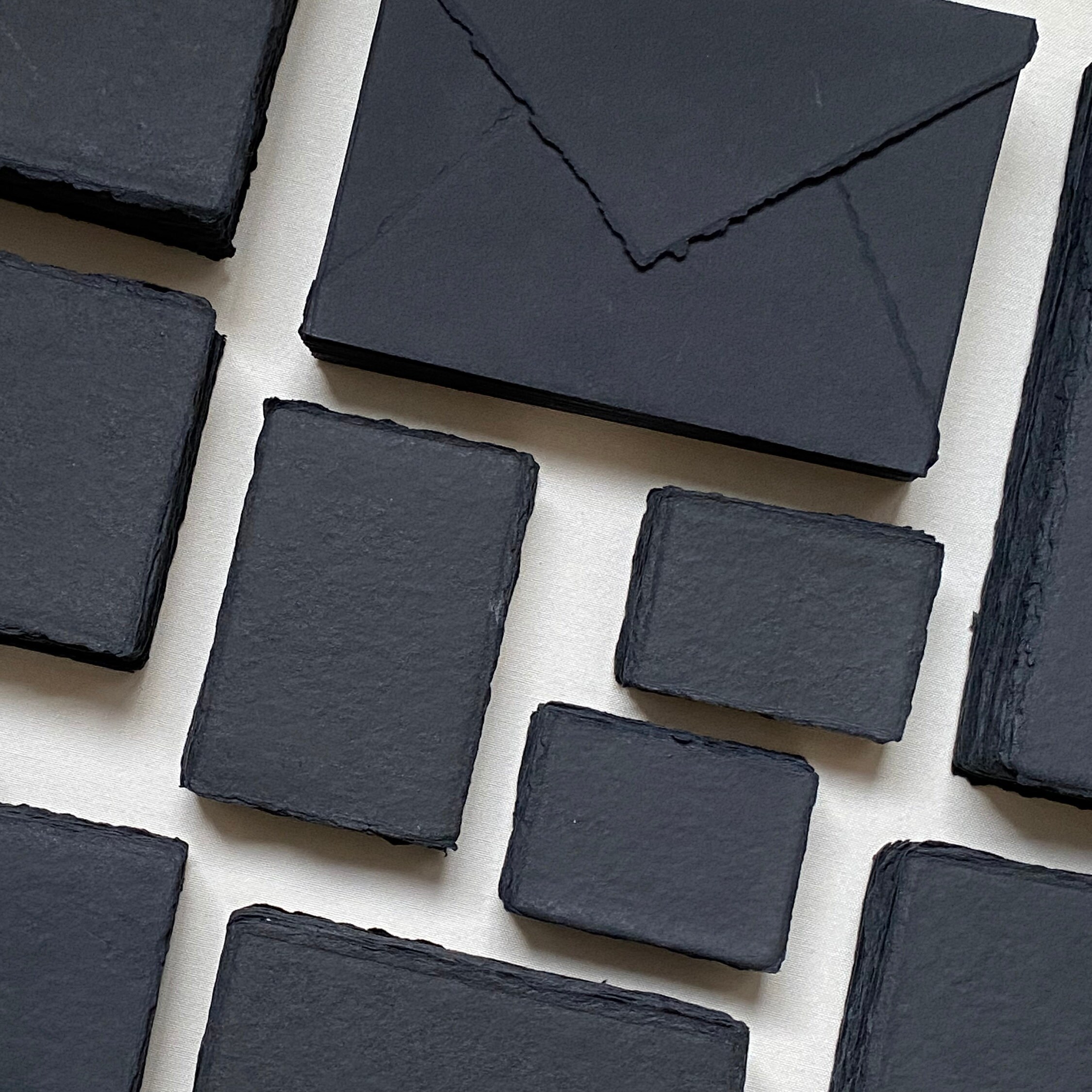 5x7 300gsm Noir/black Handmade Cotton Rag Paper Deckled Edge - Etsy