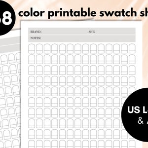 Printable Color Swatch Chart / 168 Colors, Blank Color Swatch Sheet ...