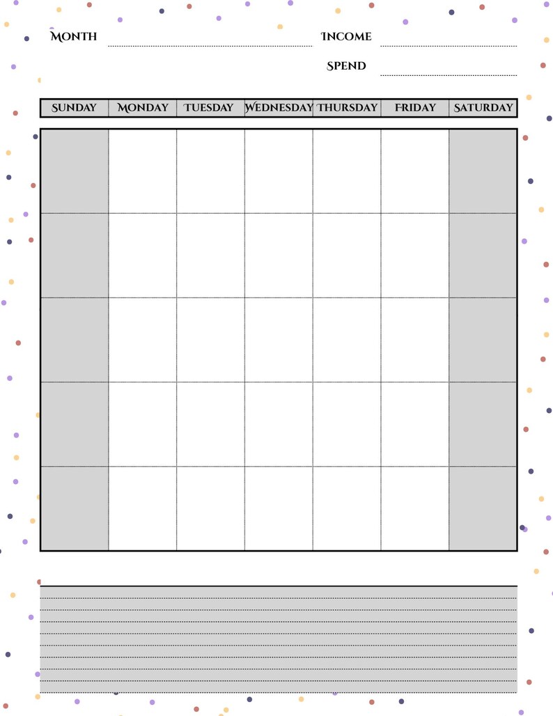 Printable Neutral Monthly Calendar Stylishly Blank Planner Minimalist ...