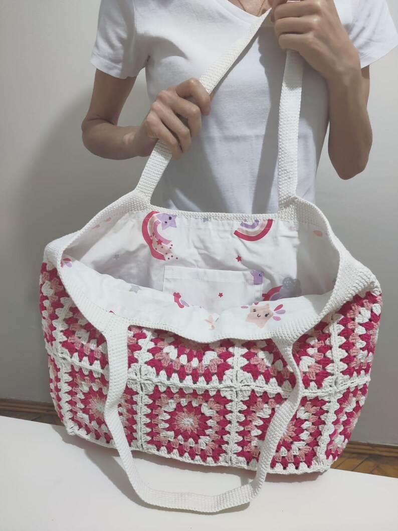 Granny Square Boho Bag, Crochet Tote Bag, Retro Bag, Hippie Tote Bag ...
