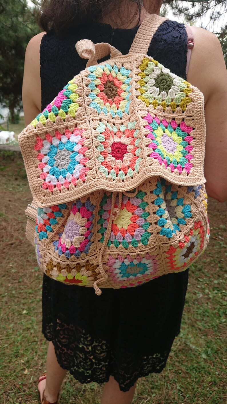 Granny Square Backpack, Granny Square Boho Backpack, Retro Bag, Hippie ...