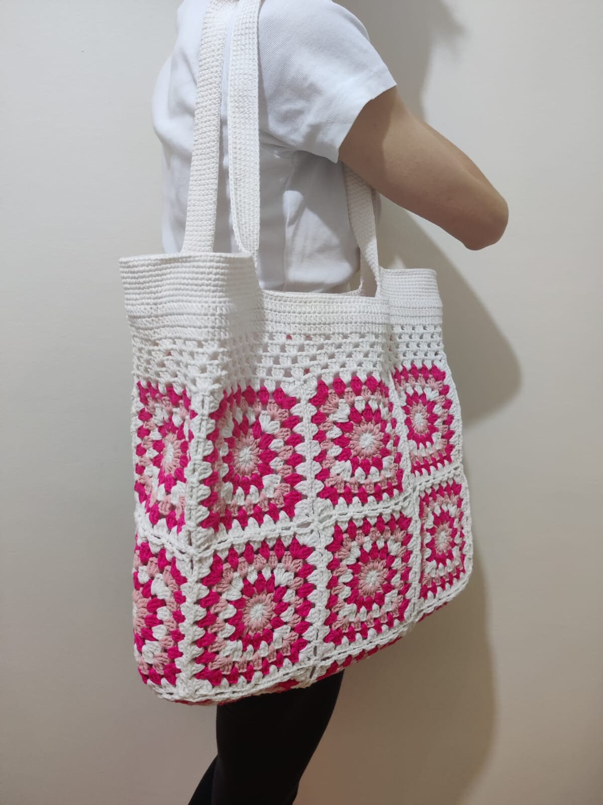 Granny Square Boho Bag, Crochet Tote Bag, Retro Bag, Hippie Tote Bag ...