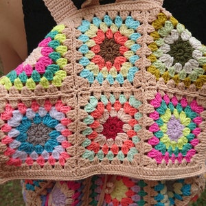 Granny Square Crochet Backpack: Boho Hippie Tote Bag - Etsy