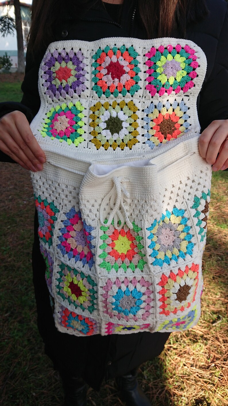 Granny Square Backpack, Granny Square Boho Backpack, Retro Bag, Hippie ...