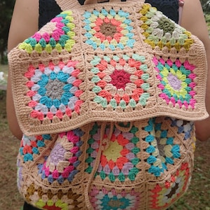 Granny Square Backpack, Granny Square Boho Backpack, Retro Bag, Hippie ...