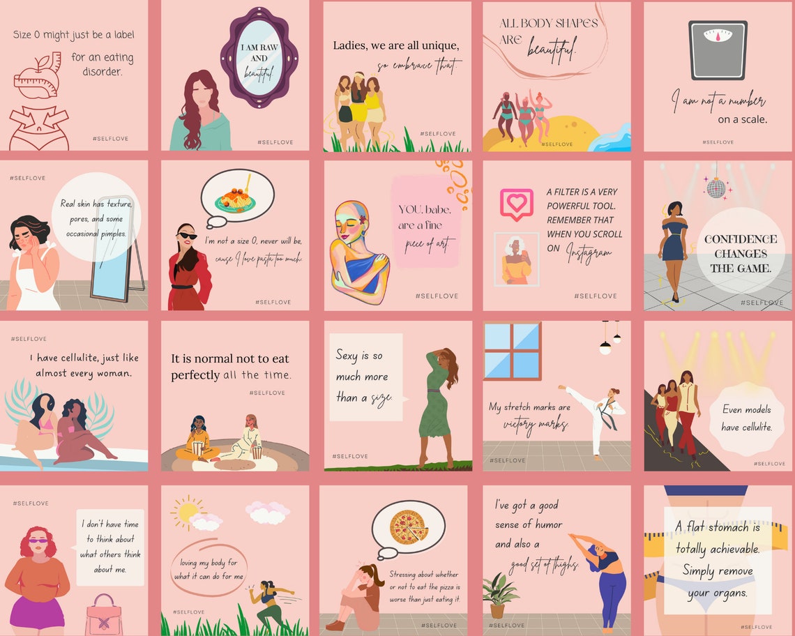 Self Love Instagram Post Templates Body Positivity Quotes - Etsy