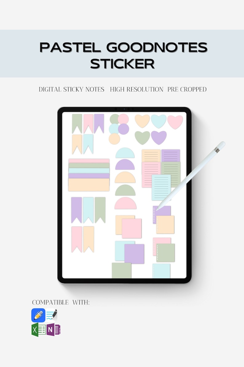 Goodnotes Stickers, Pastel Stickers, iPad Stickers, Pre Cropped ...