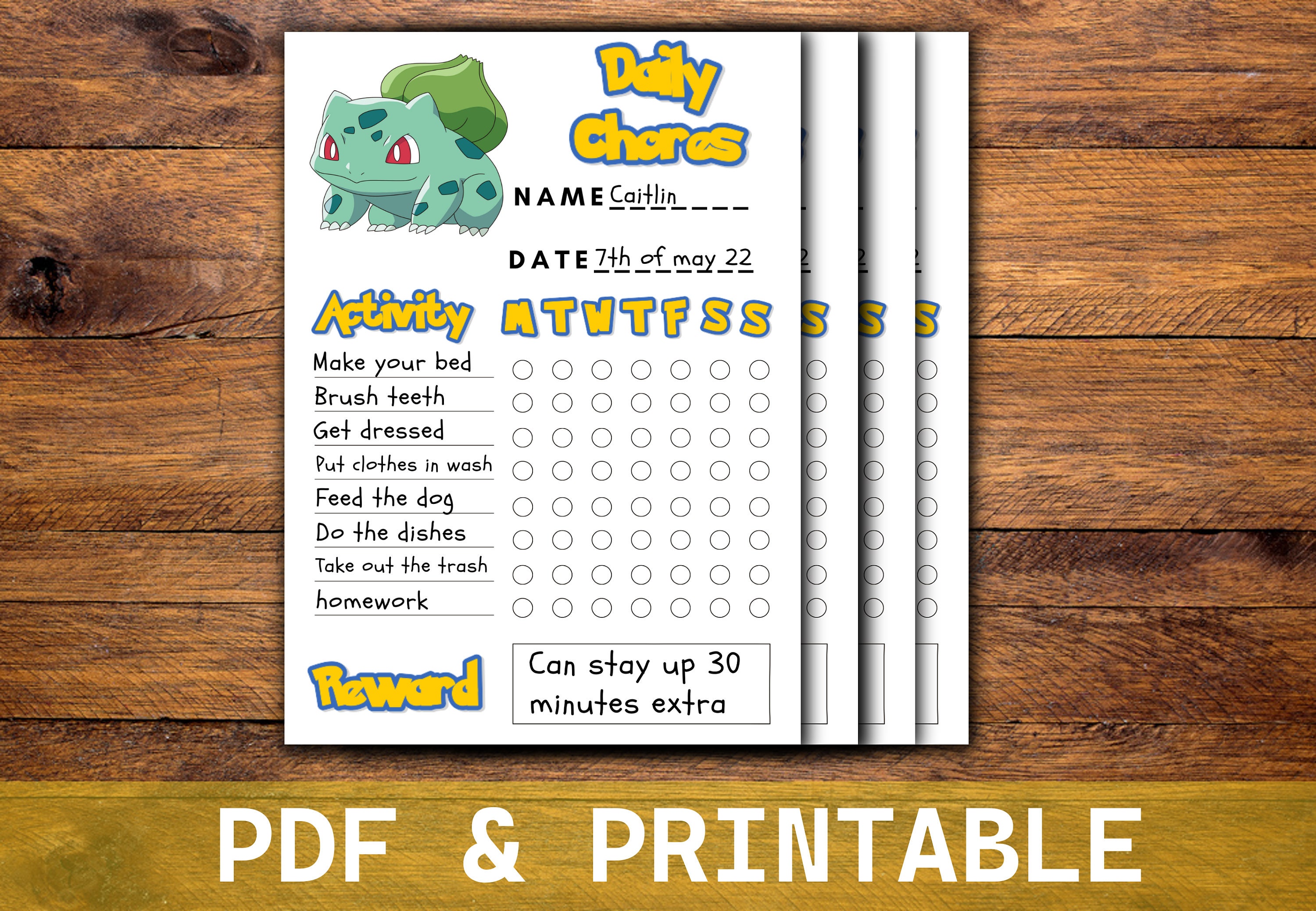 40 Pokemon Chore Chart Pack PDF | Responsibility List for Kids ...