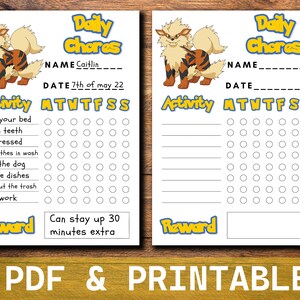 Pokemon Printable Chore Chart - Fun Kids' Chores Tracker - Instill ...