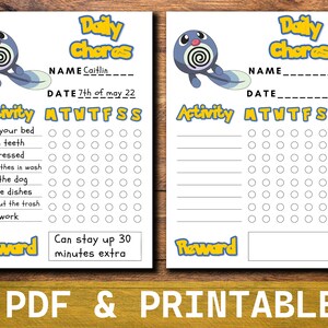 Pokemon Printable Chore Chart - Fun Kids' Chores Tracker - Instill ...