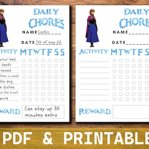 Frozen Chore Chart | Kids Responsibility List (printable PDF) - Etsy Canada
