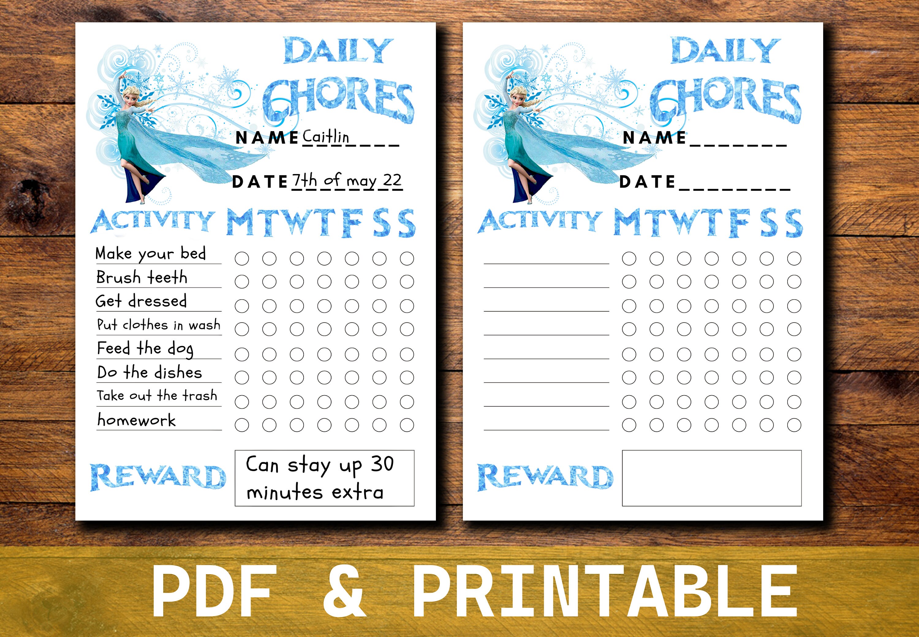 Frozen Movie Chore Charts