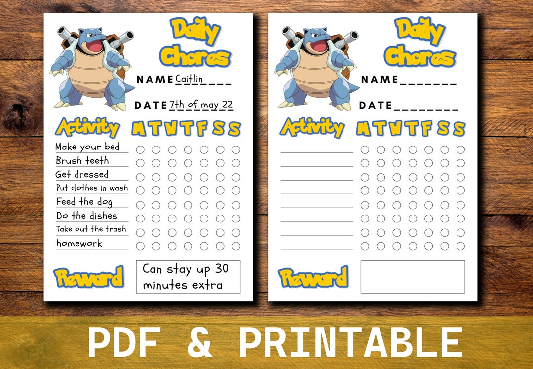 Pokemon Printable Chore Chart - Fun Kids' Chores Tracker - Instill ...