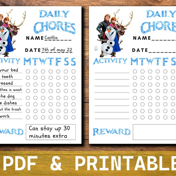 Frozen Chore Chart - Etsy