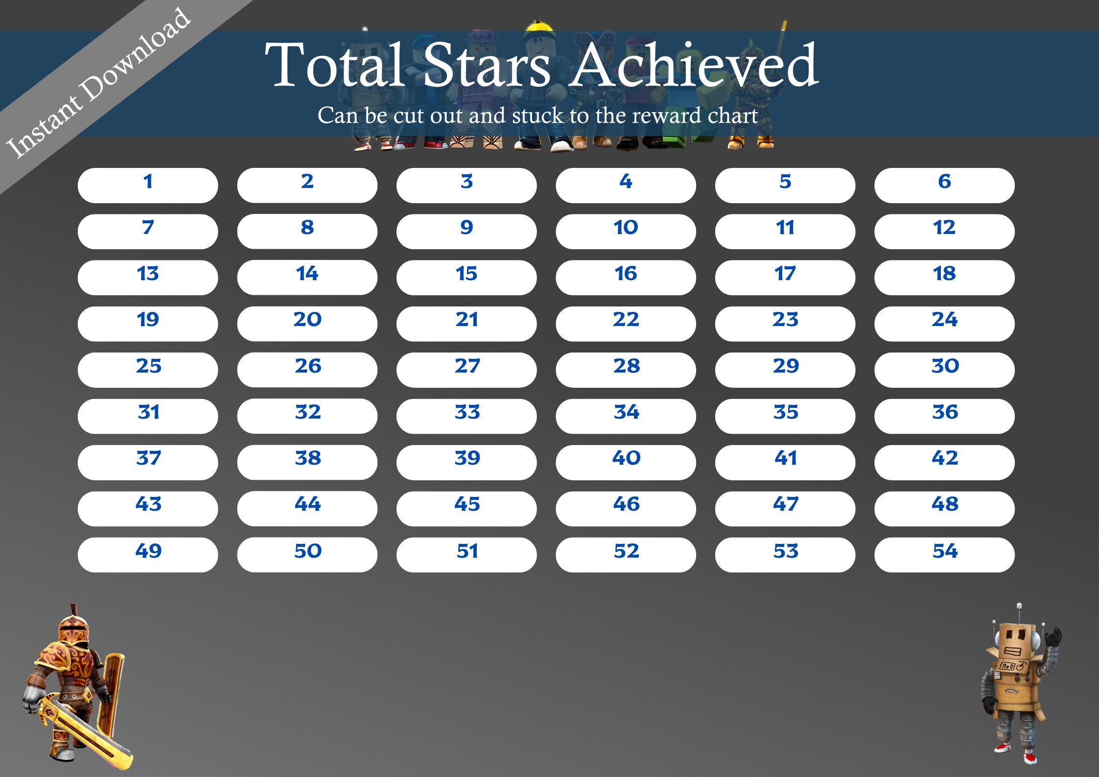 Roblox Reward Chart, Personalised Children's Behavior Chart (PDF ...