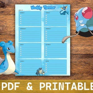 Pokemon Weekly Planner Water Daily Work Schedule Weekly - Etsy