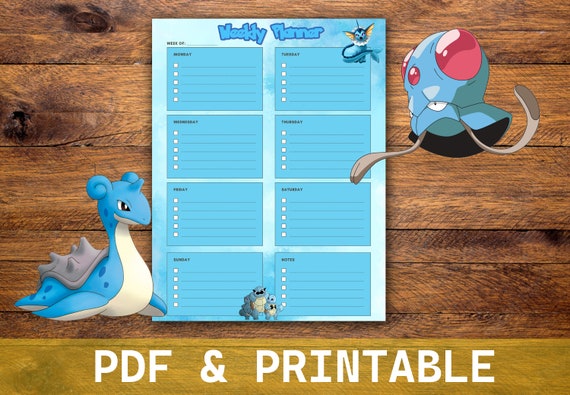 Pokemon Weekly Planner Water Daily Work Schedule Weekly - Etsy