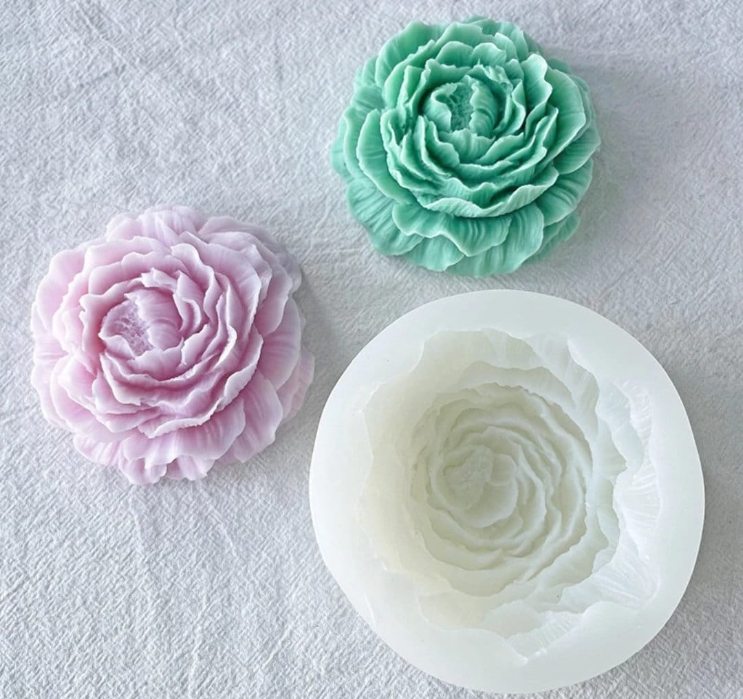 Silicone Candle Mold DIY Peony Flower Handmade Creative Rose Flower ...