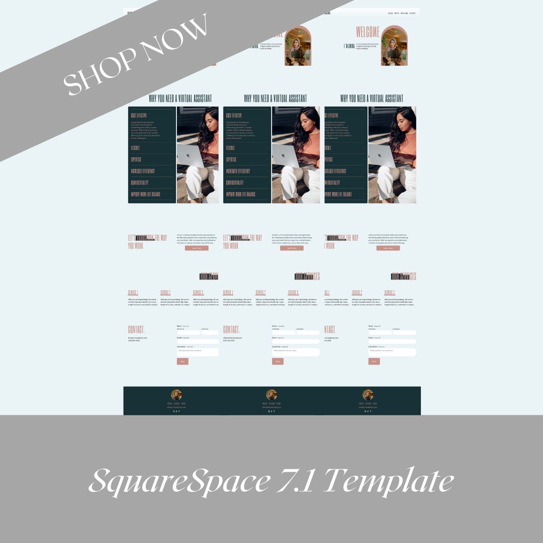 Virtual Assistant Website Template | Squarespace 7.1 Template | Simple Modern Web Design ...