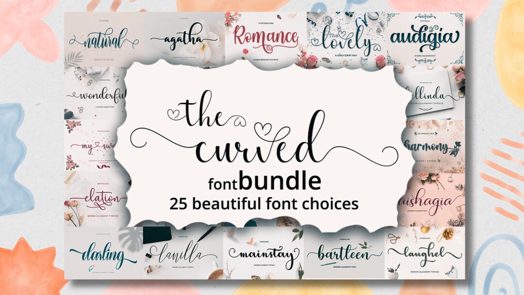 The Curved Font Bundle Instant Digital Download procreate Prints ...