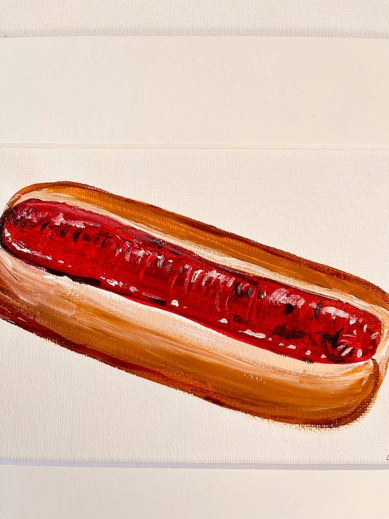 Hot Dog Original Art Work. Everyones Favorite . Acrylic Painting for a ...