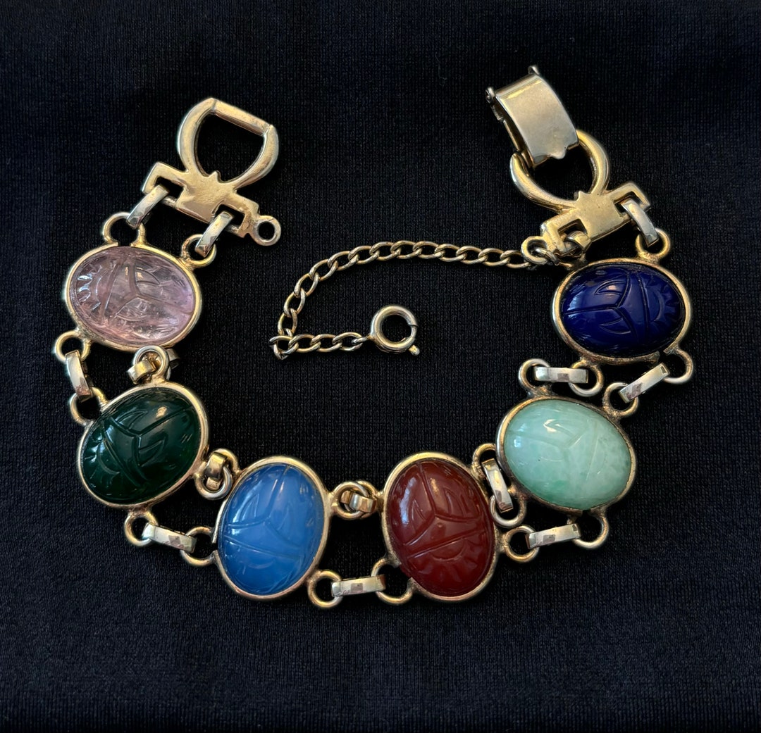 Vintage Scarab Bracelet - Etsy