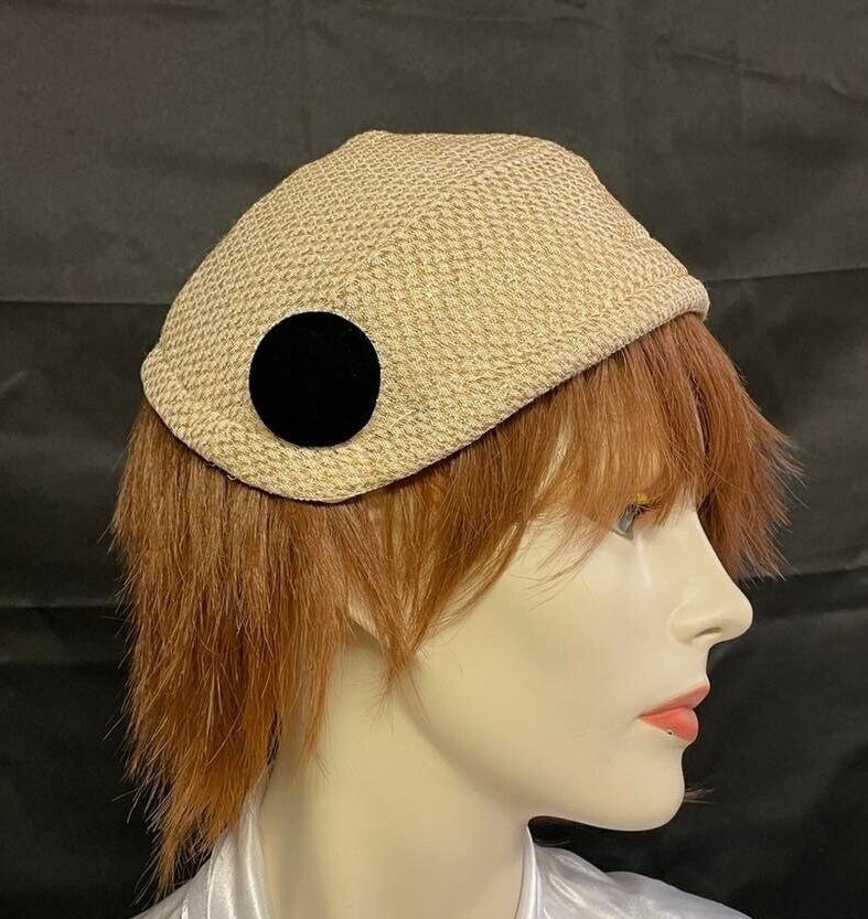 Vintage Gold-threaded Dressy Hat With Black Velvet Buttons and Built-in ...