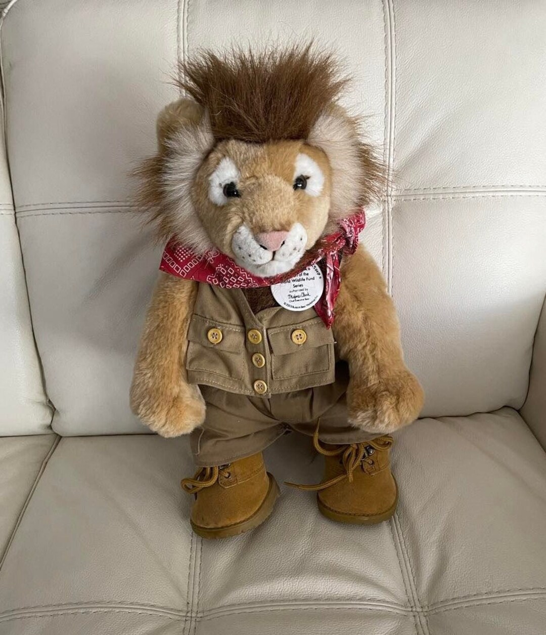 RARE HTF! Build a Bear World Wildlife Fund 16" Lion in Explorer Clothes ...