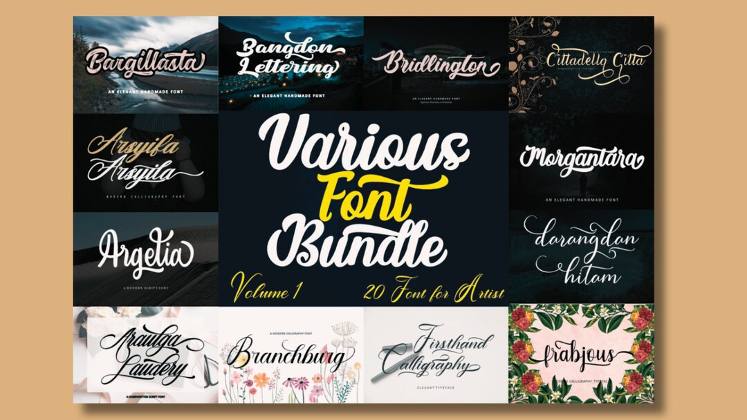 Various Font Bundle Instant Digital Download Procreate Prints Vintage ...