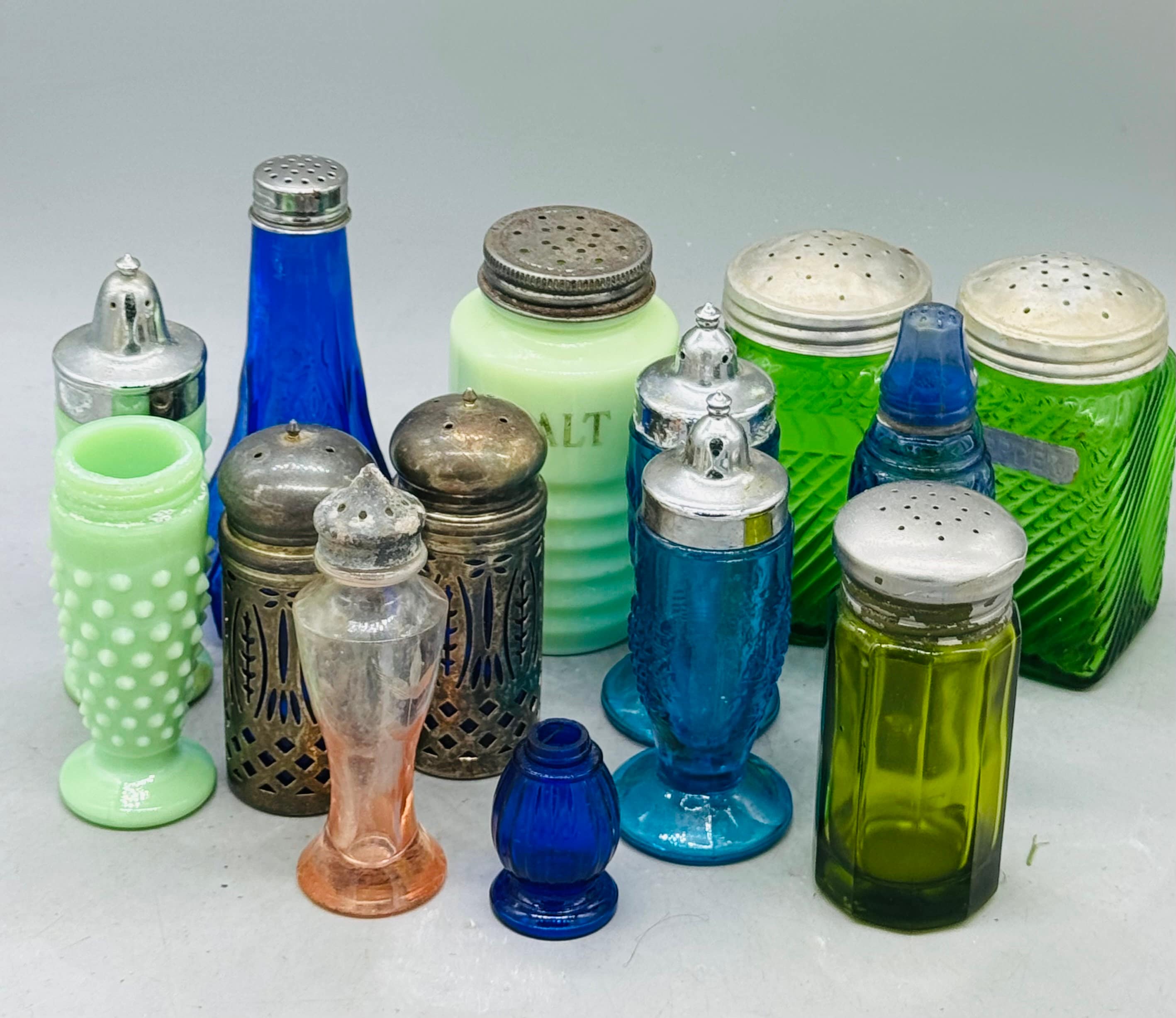 Vintage Colored Glass Salt and Pepped Shakers Sold Individually or in Sets Etsy
