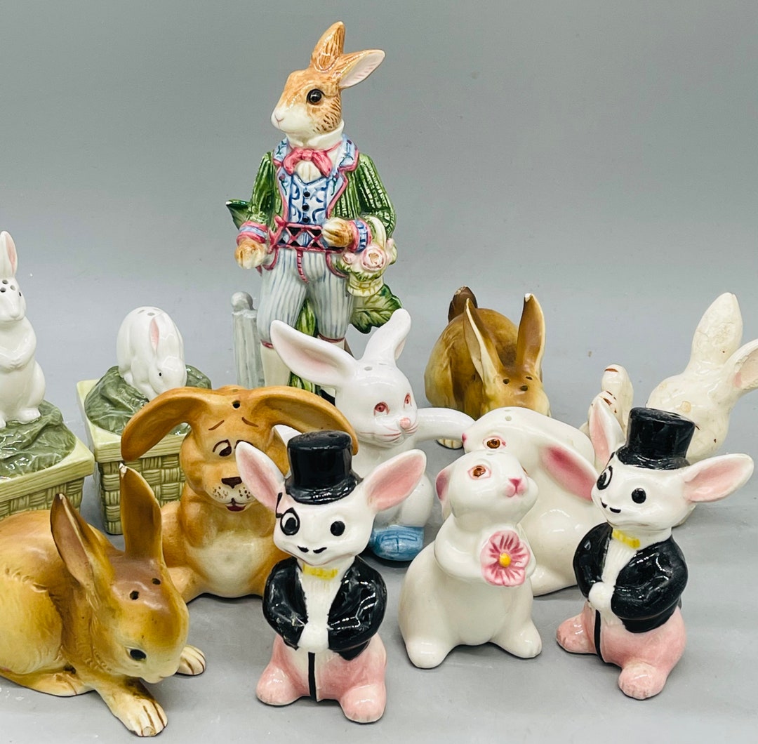 Vintage Bunny or Rabbit Figurine Salt and Pepper Shakers Sold ...