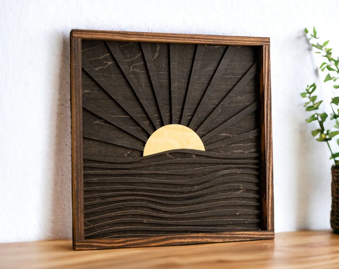 Boho Sunbeam, Sunshine 3D Wood Sign, Handmade Wall Art Sun, Modern ...