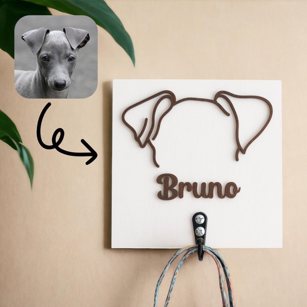 Personalized Dog Breed Leash Holder | Custom Dog Name Leash Hanger ...