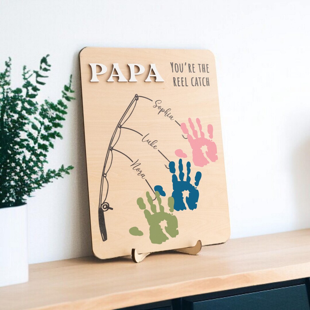 Custom Fishing Handprint Art for Dad, Personalized Father's Day Gift ...