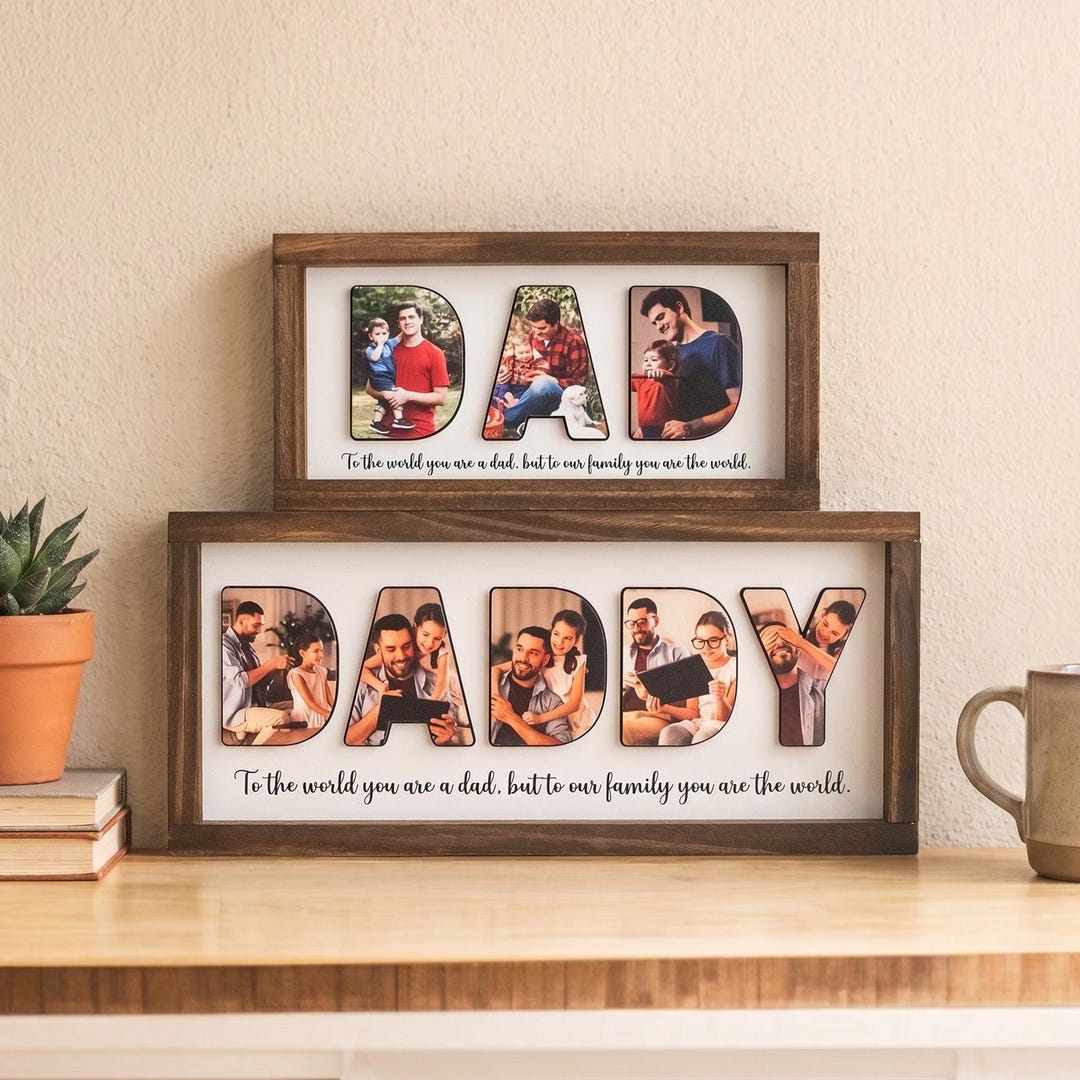 Personalized Photo Frame for Dad, Custom Wooden Father Gift, Father's ...